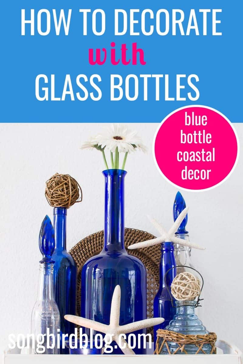 How to use bottles for decoration. So lovely blue bottle decor.