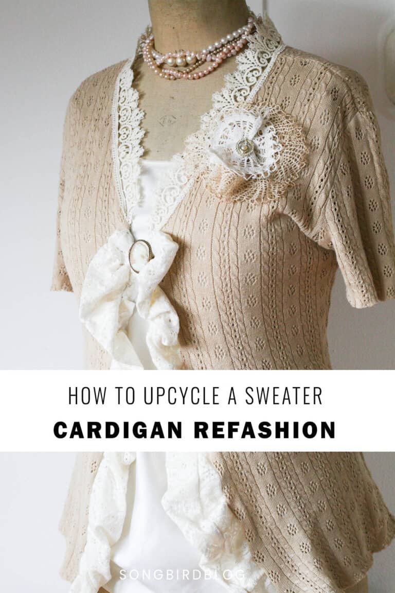 Cardigan Refashion -From Boring Sweater to Upcycled Couture