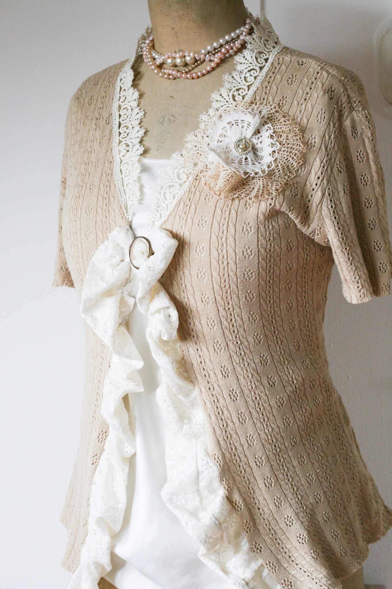 Cardigan Refashion -From Boring Sweater to Upcycled Couture